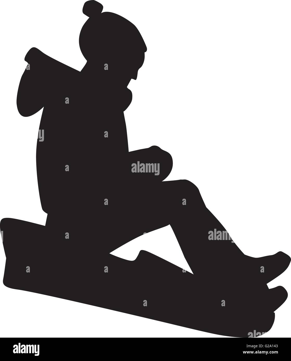 Boy on a sled Stock Vector Images - Alamy