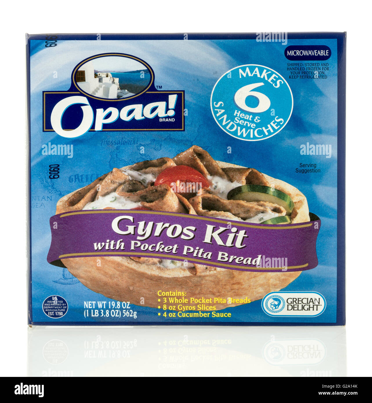 Winneconne, WI - 26 May 2016: Box of Opaa gyro kit on an isolated ...
