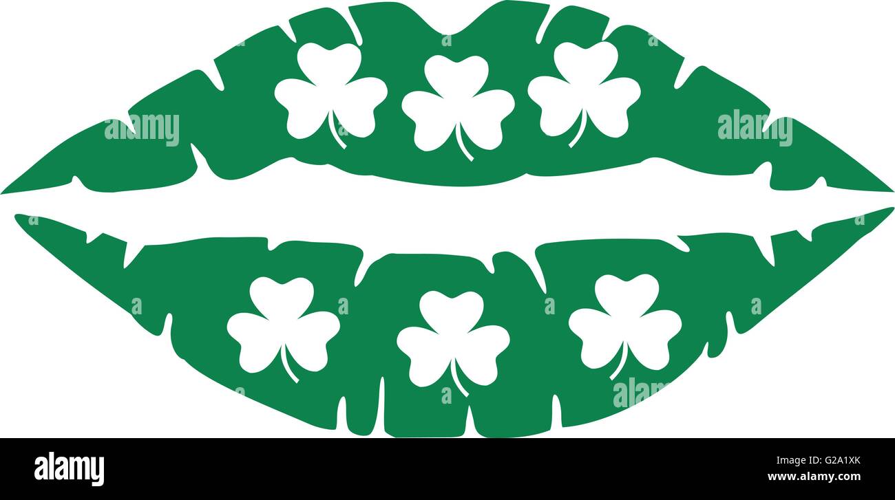 Irish lips for kissing with shamrocks Stock Vector Image & Art - Alamy