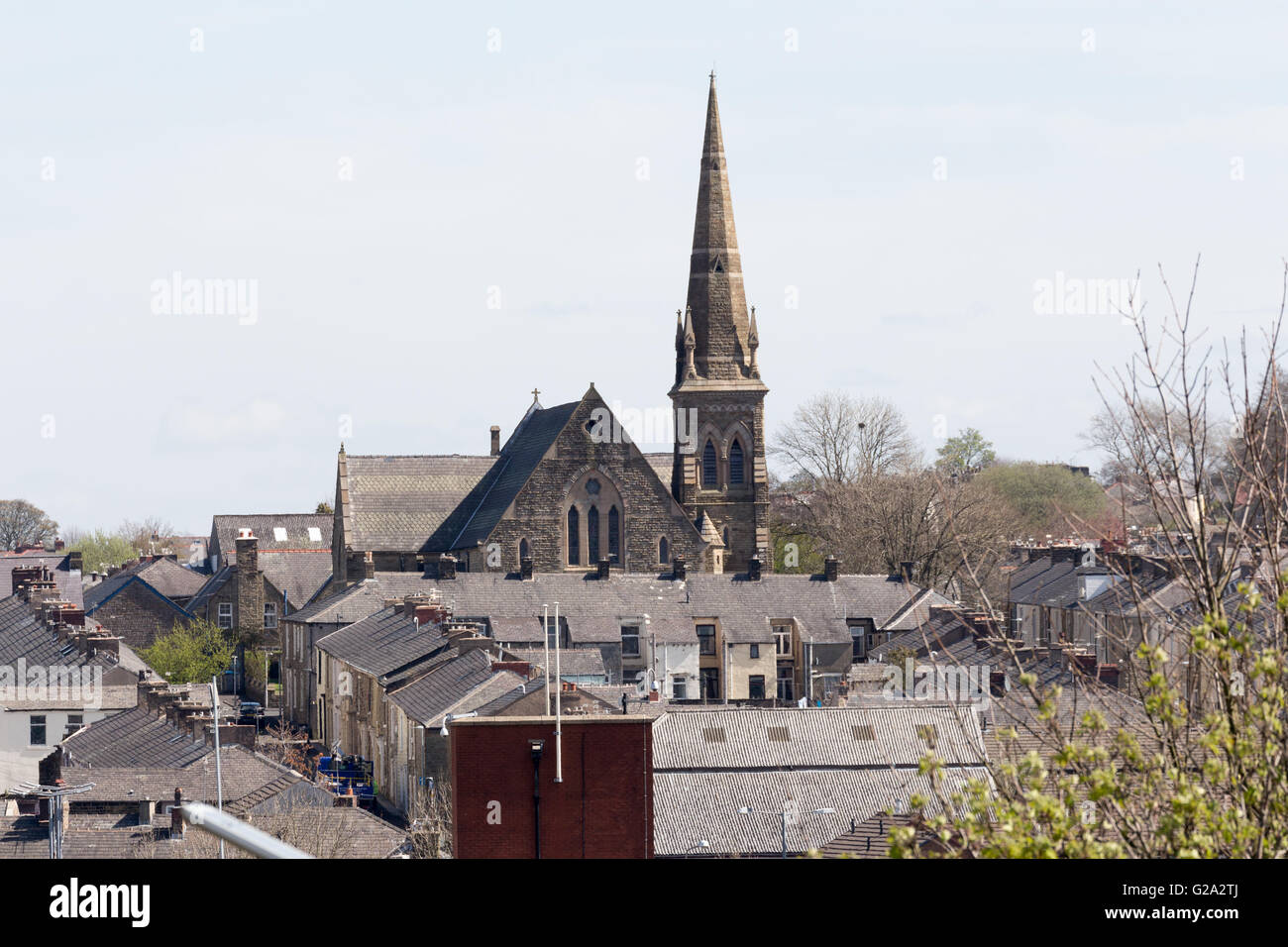 Accrington, Lancashire, England skyline with terraced houses Stock ...