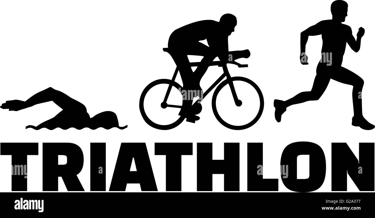 Triathlon silhouettes with word Stock Vector Image & Art - Alamy
