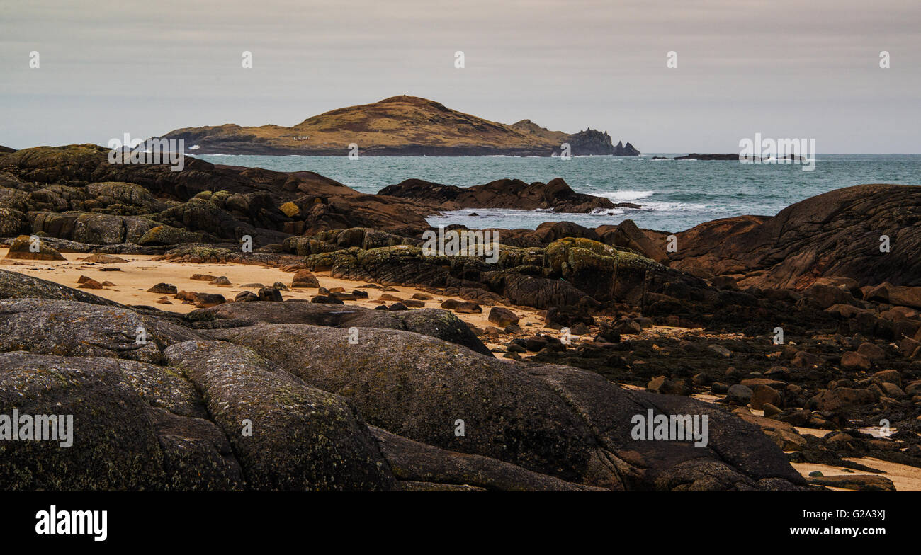 View of Cruagh island from Omey Island, in the west of Ireland Stock ...