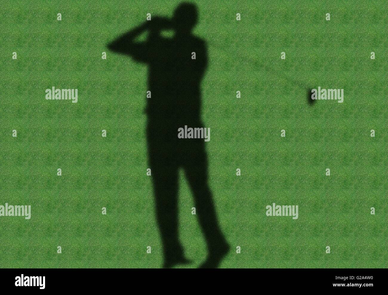 a shadow of golfer in a green fairway Stock Photo - Alamy