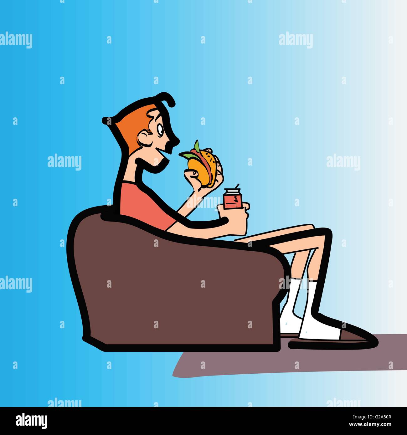 Teenager boy eating Stock Vector Images - Alamy
