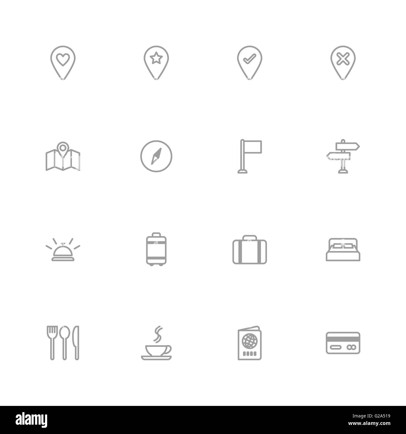 [JPEG] gray line travel icon set for web design, UI, infographic and ...