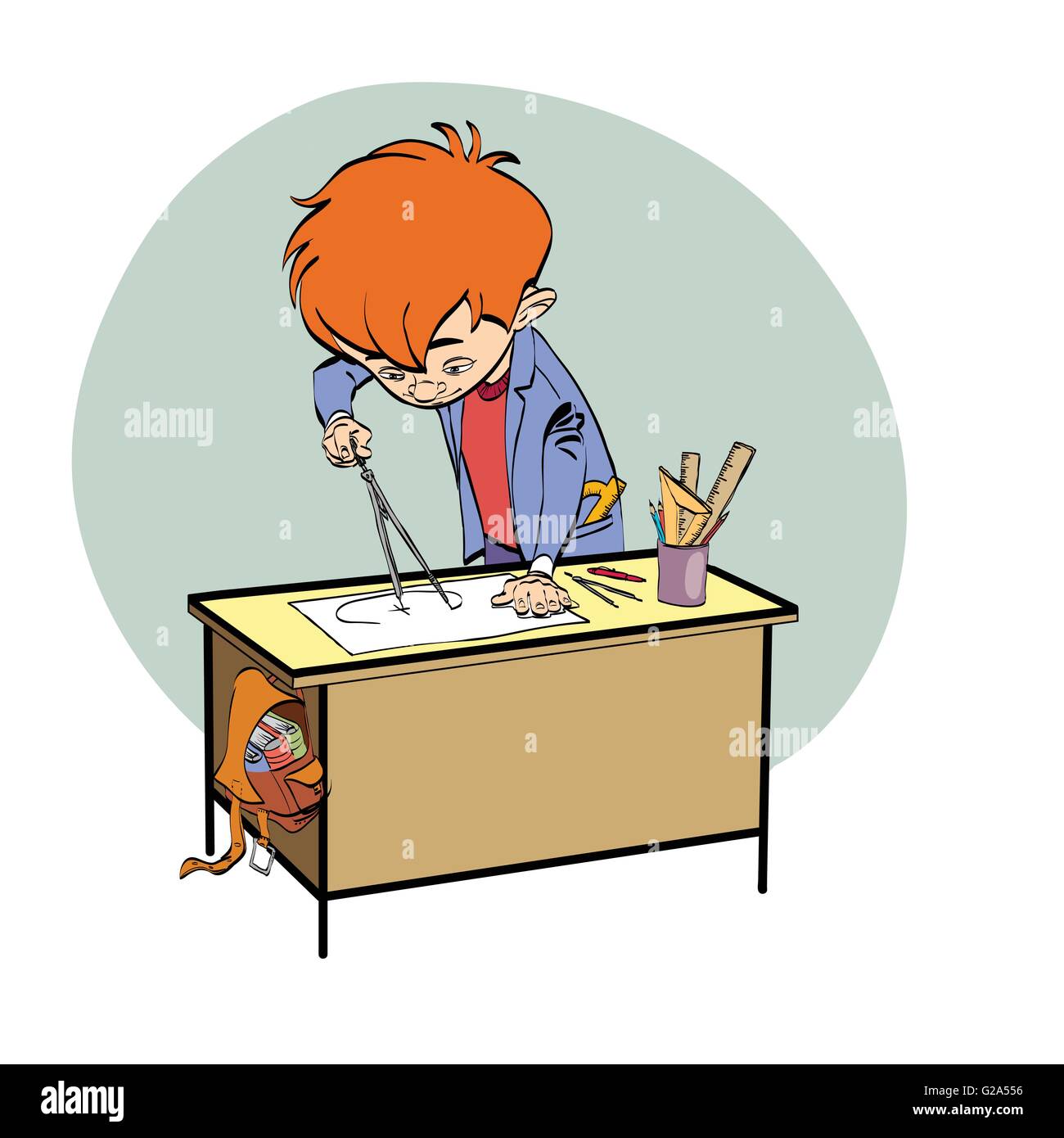 Schoolboy boy drawing lesson designer engineer Stock Vector Image & Art ...