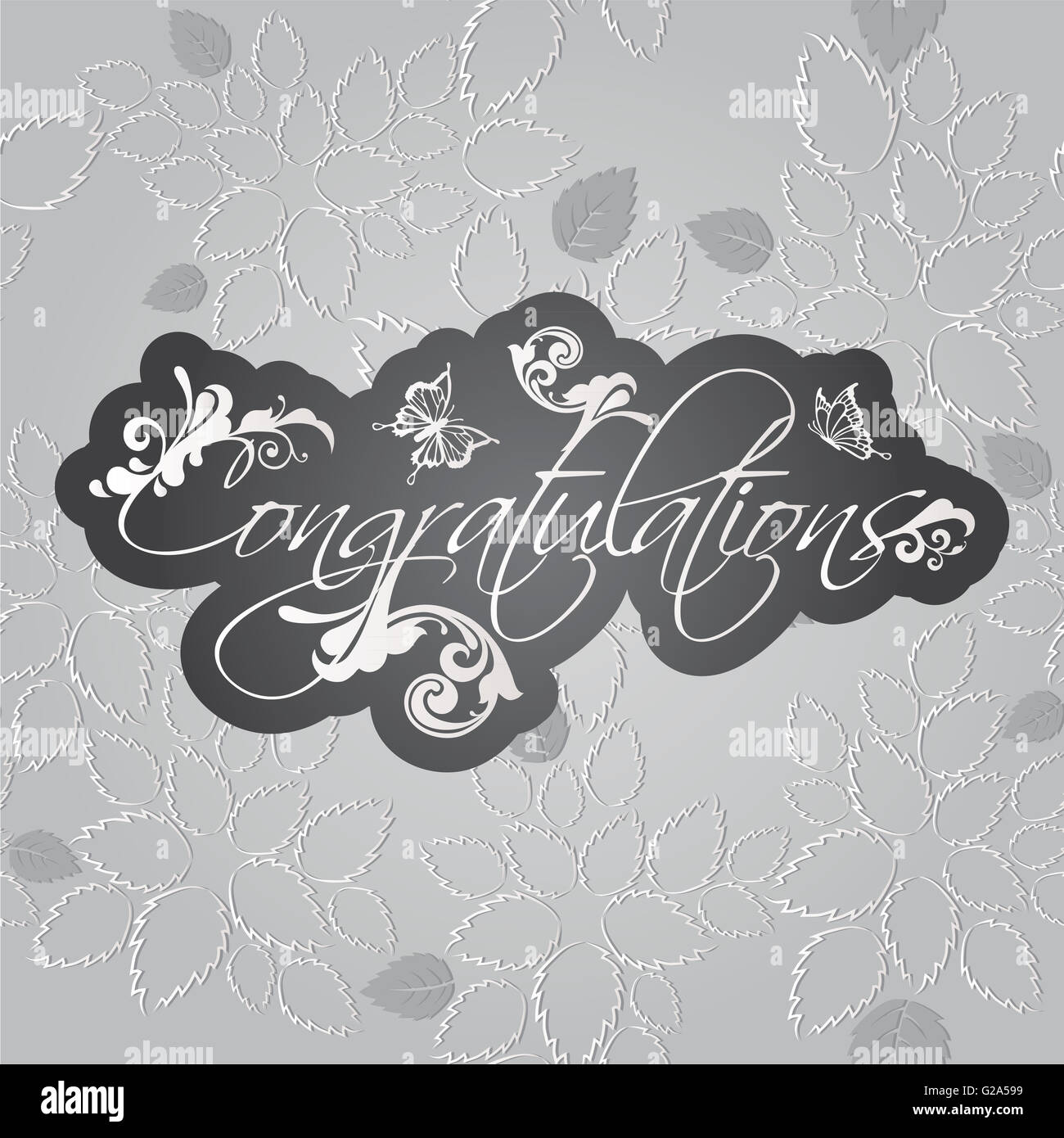 Congratulations floral swirls on seamless leaves pattern wallpaper ...