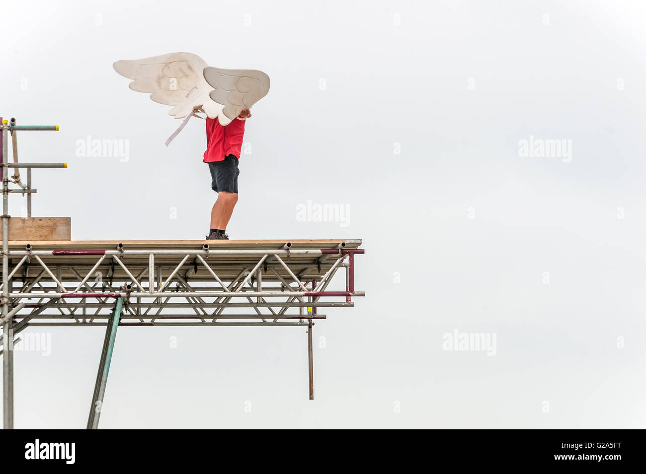 Ron Freeman, the 2007 winner of the Bognor Birdman competition, testing ...