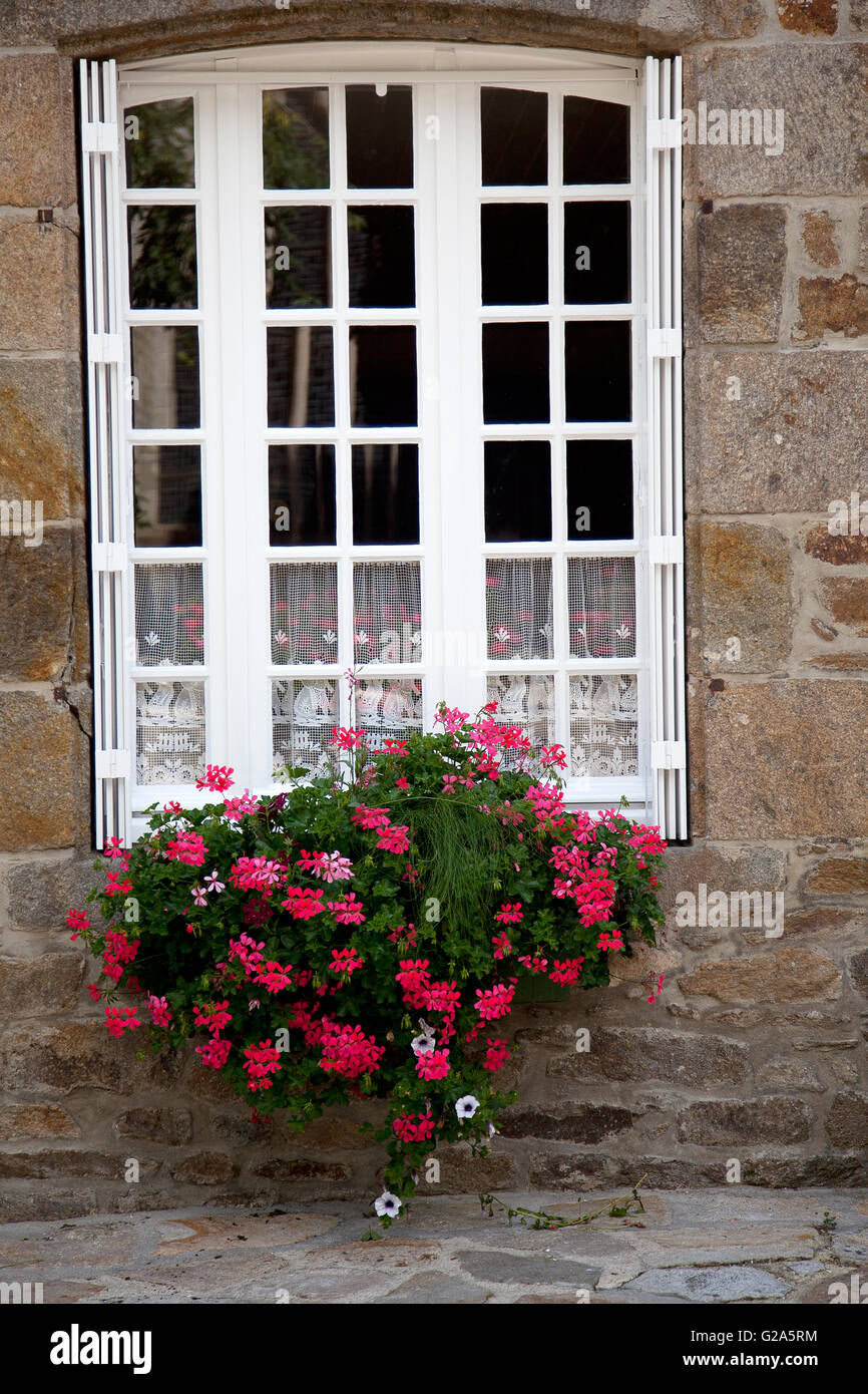 Old antique Window in France with Flower Decoration Stock Photo - Alamy