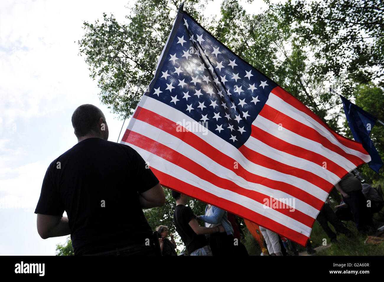 U.S. army convoy, American flag Stock Photo - Alamy