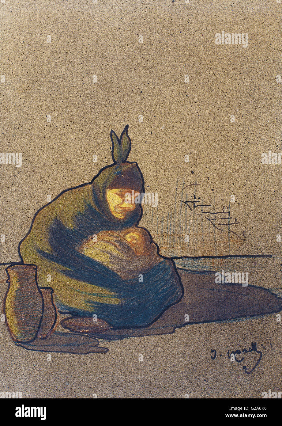 Isidre Nonell - Female Cretin in Boí - MNAC - Barcelona Stock Photo - Alamy