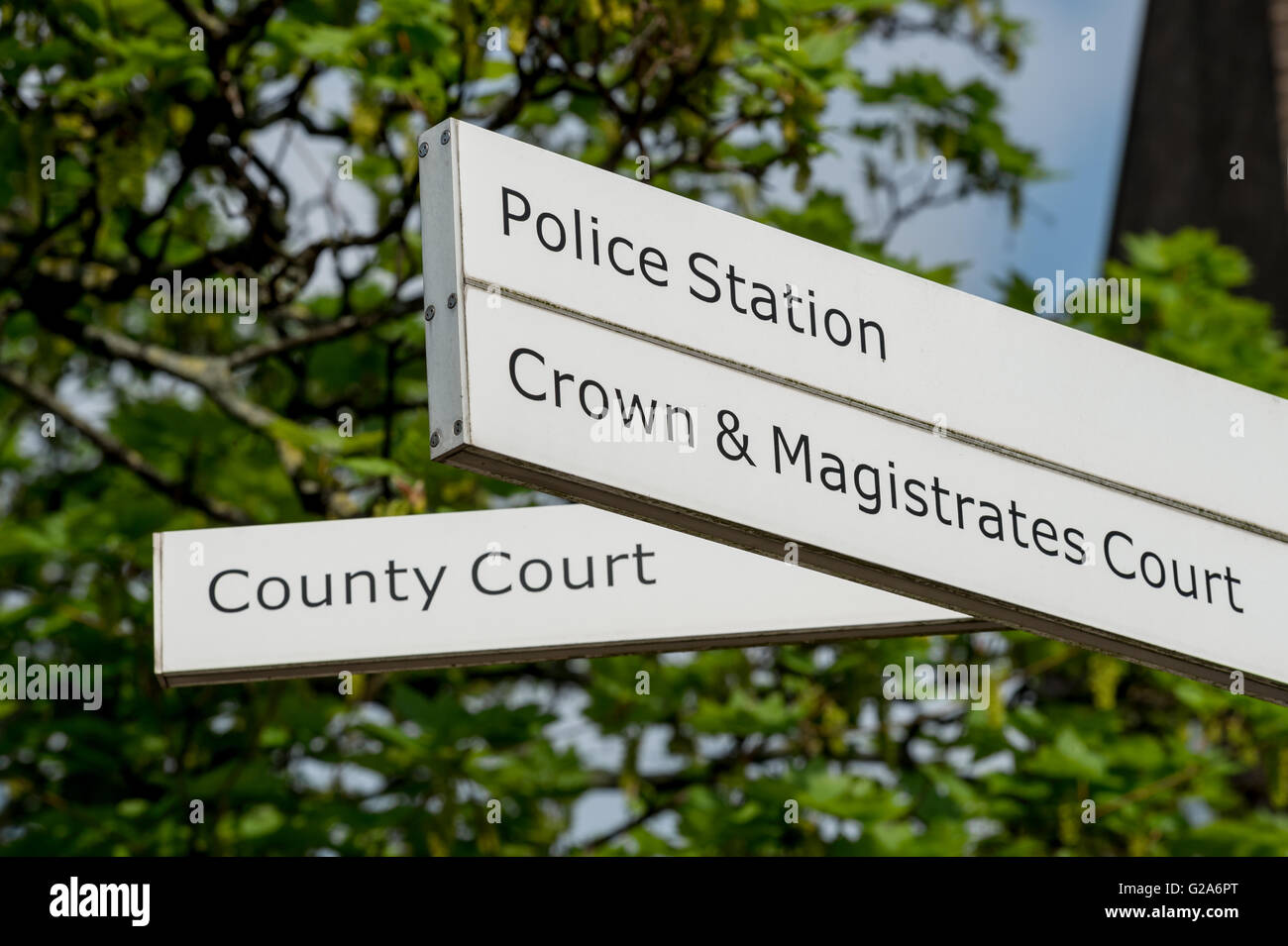 Sign pointing to Doncaster Police Station and Crown, Magistrates' and ...