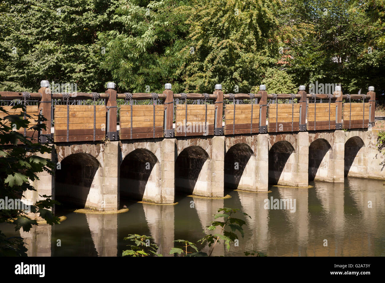 Altes Wehr weir on the Lippe River, Lippstadt, North Rhine-Westphalia ...