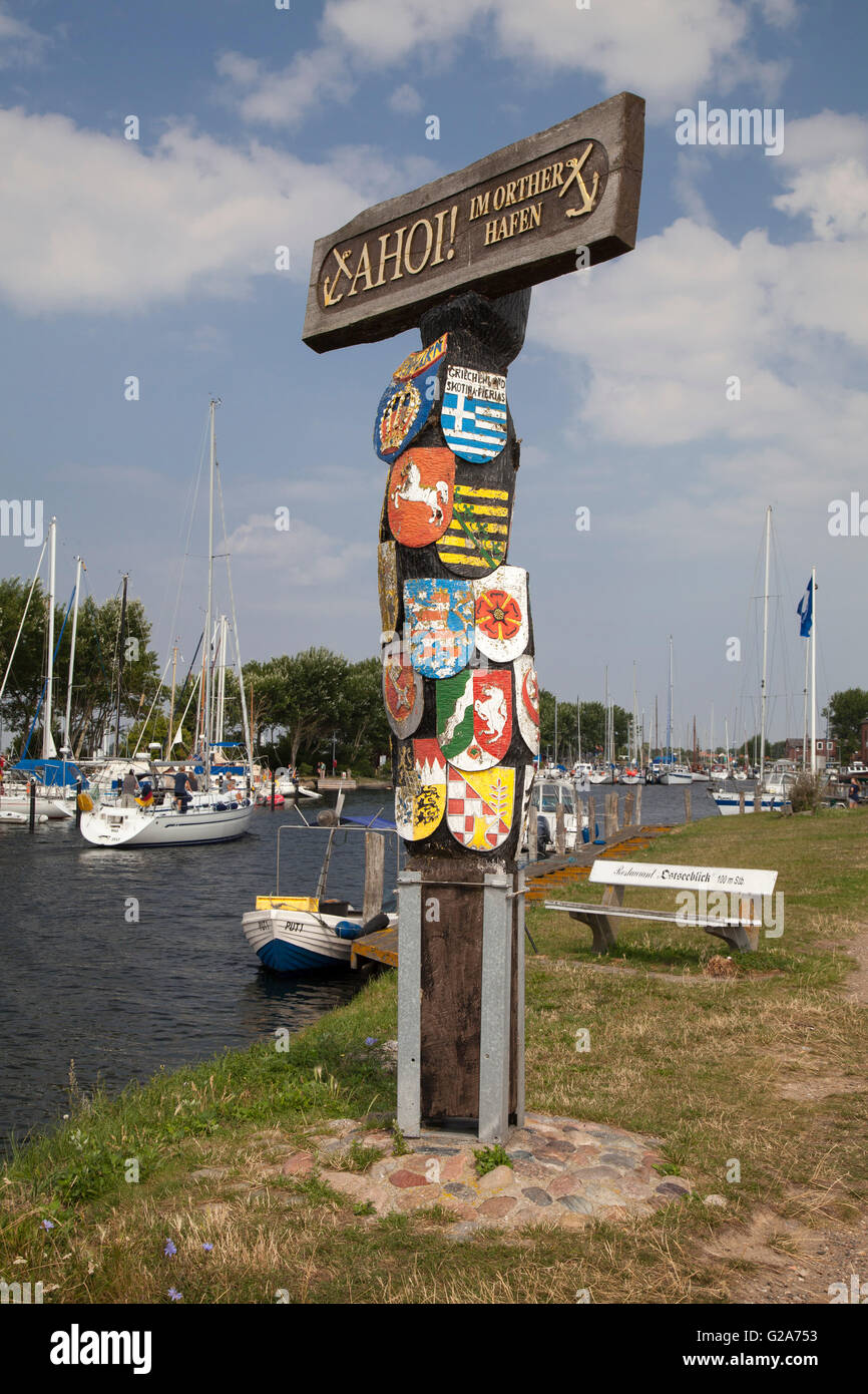 Harbour entrance, harbour, Orth, Fehmarn island, Schleswig-Holstein ...