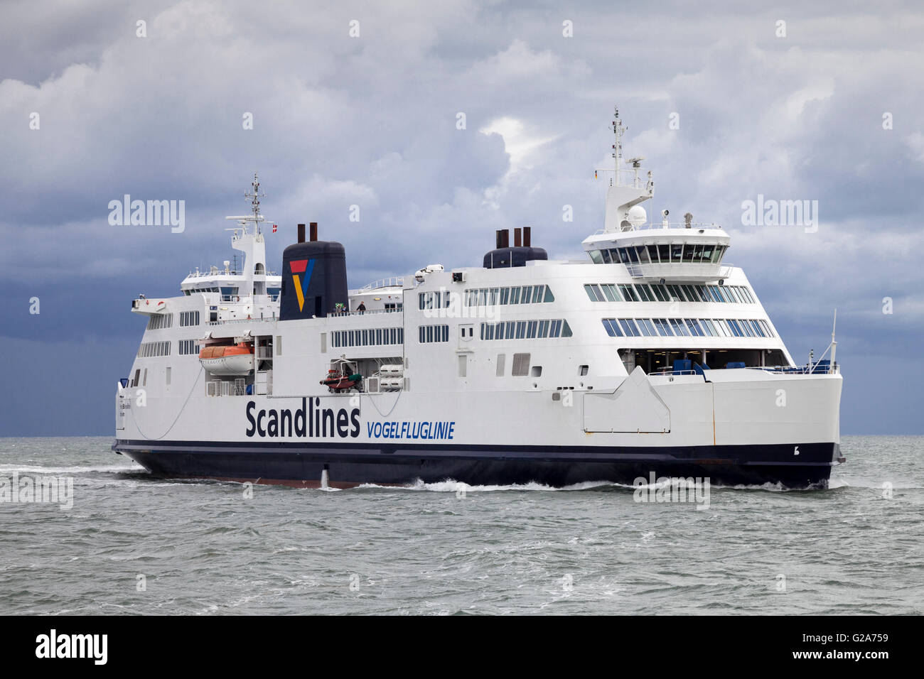 Scandlines ferry, Vogelfluglinie transport corridor, dark clouds ...