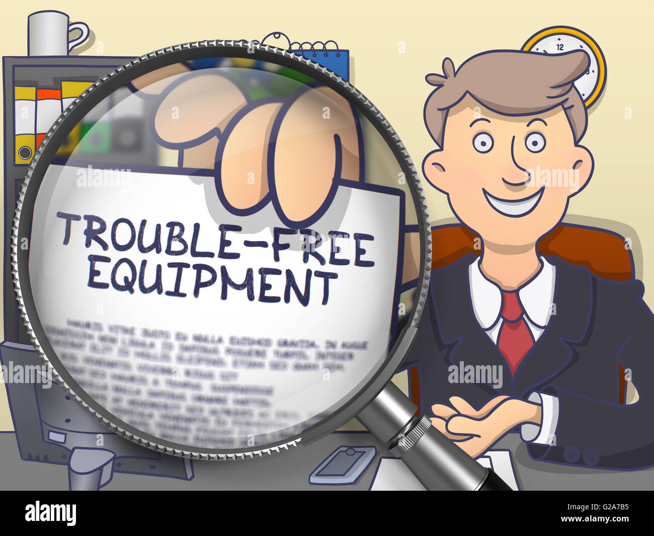 Trouble-Free Equipment through Lens. Doodle Design Stock Photo - Alamy
