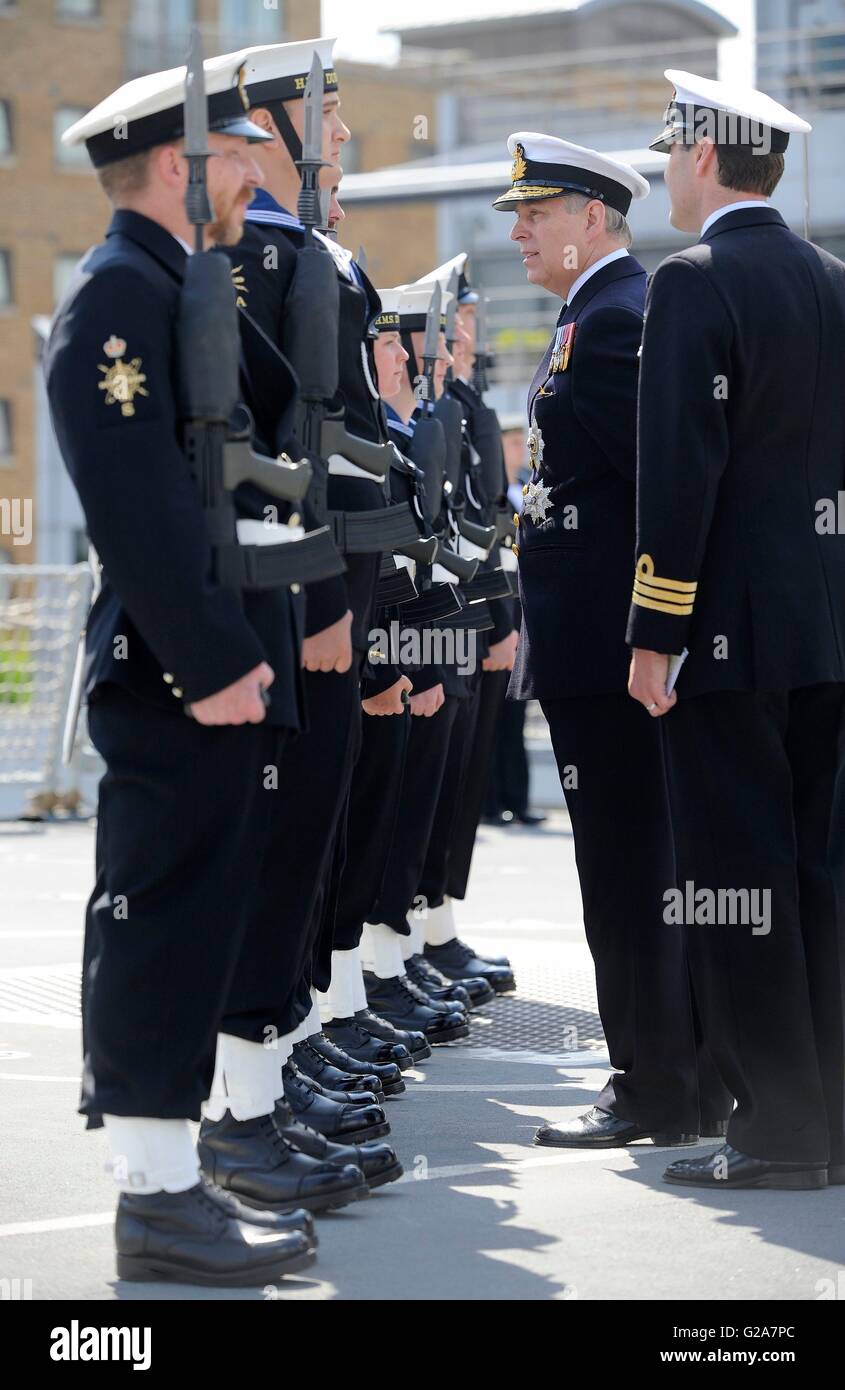 The Duke of York inspects the Guard of Honour during a visit to HMS ...