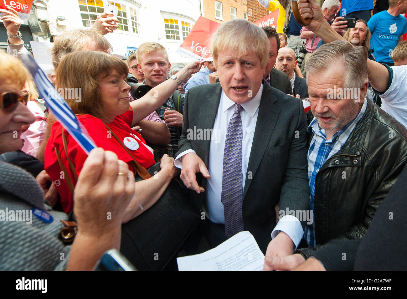 Boris Johnson following a Vote Leave campaign event in Winchester, as ...