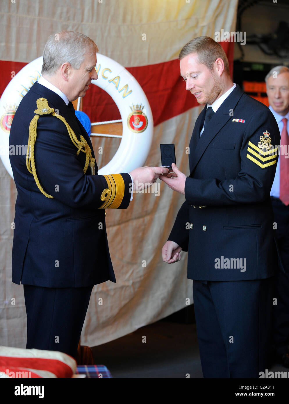 The Duke of York (left) awards PO Ryan Quinn with a Long Service and ...