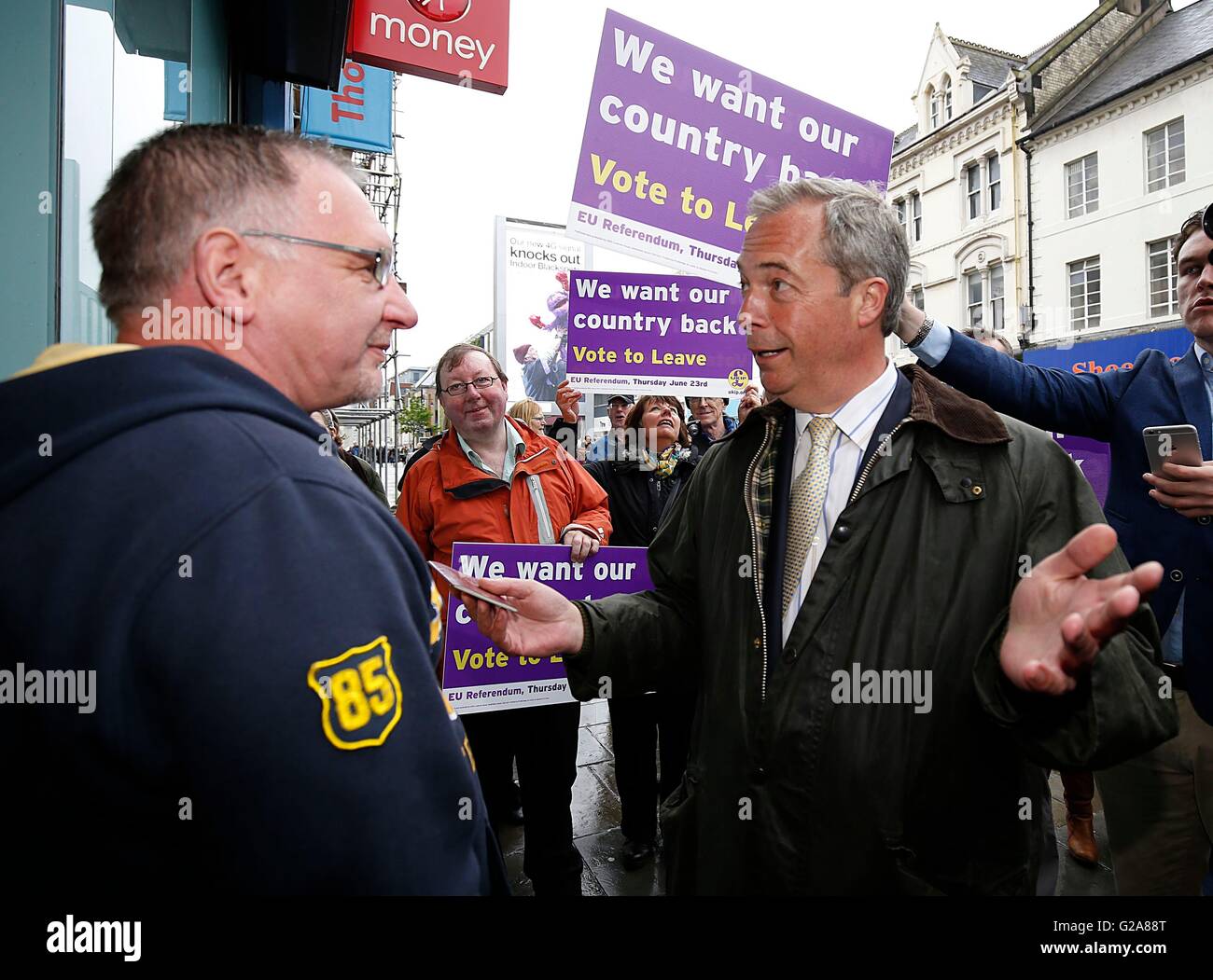 Ukip leader Nigel Farage (right) at Northumberland Street, Newcastle ...