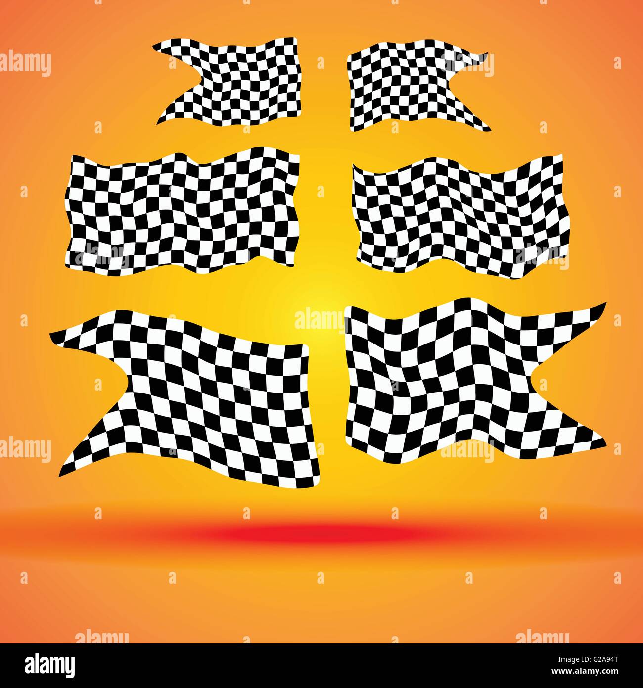 Racing background with set collection of six checkered flags vector ...