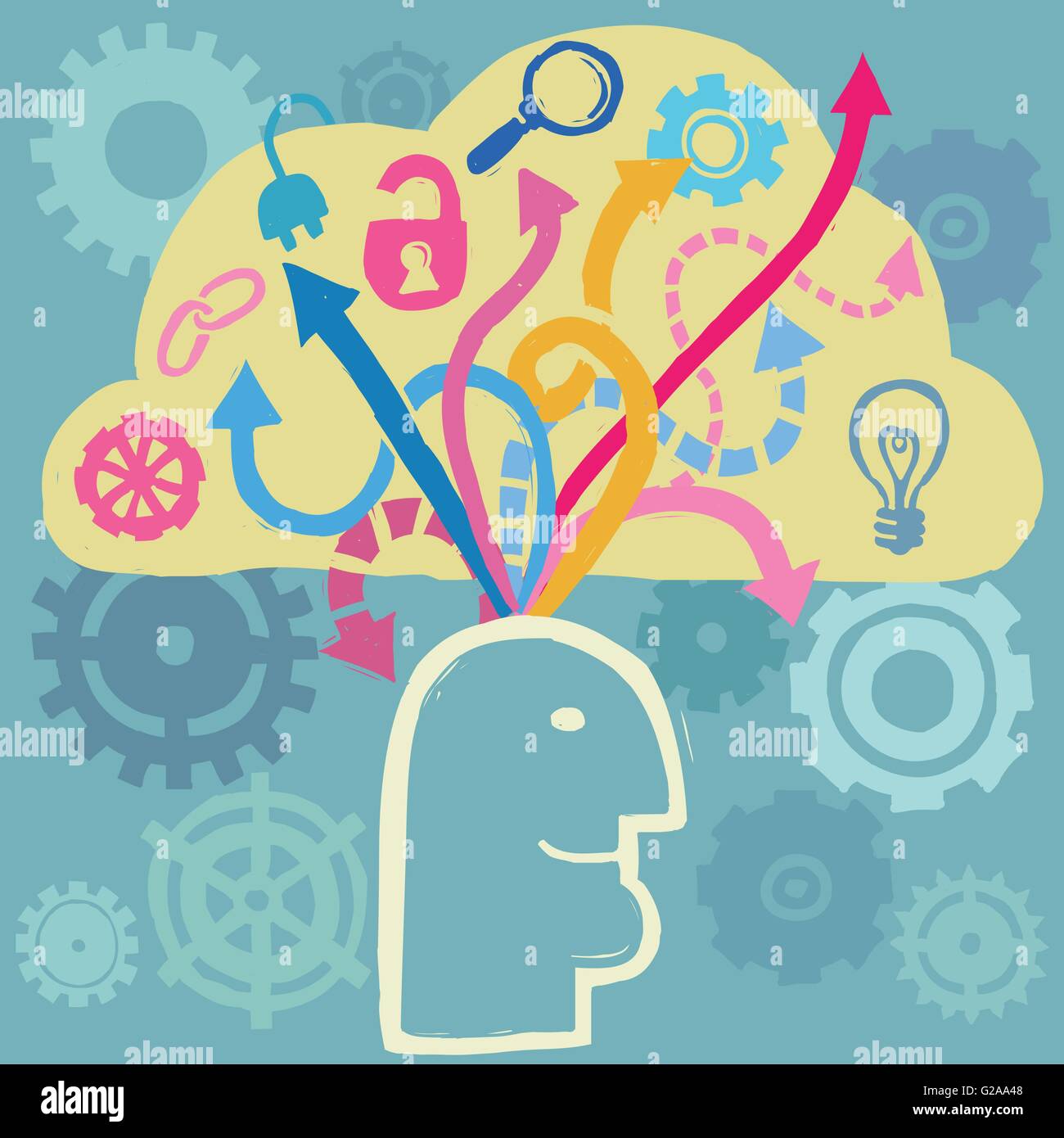 Brain and ideas flow Stock Vector Image & Art - Alamy