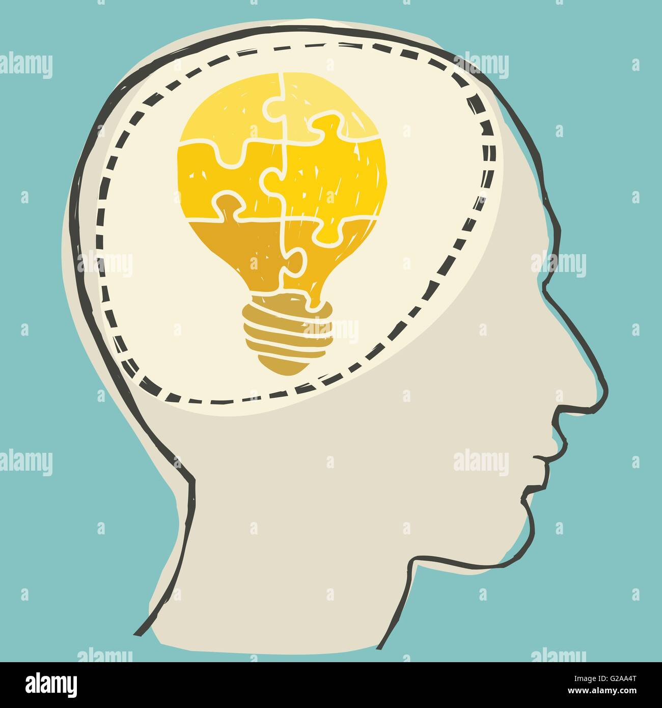 Drawn light bulb inside Stock Vector Images - Alamy