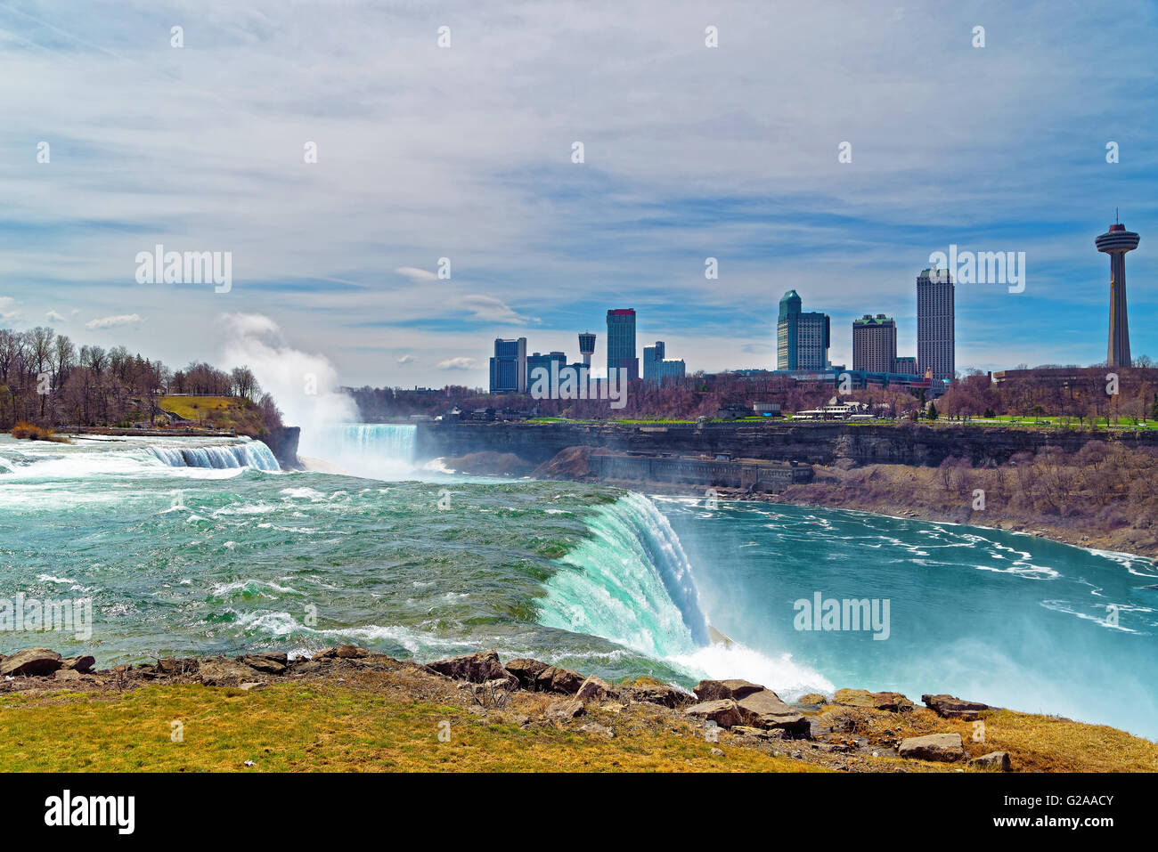 Niagara Falls from the American side and Skyscrapers from Canadian side ...
