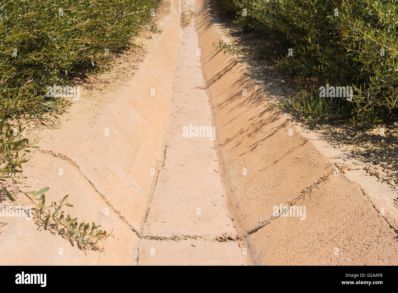 Sides and base of cement culvert for diverting extra drainage runoff ...