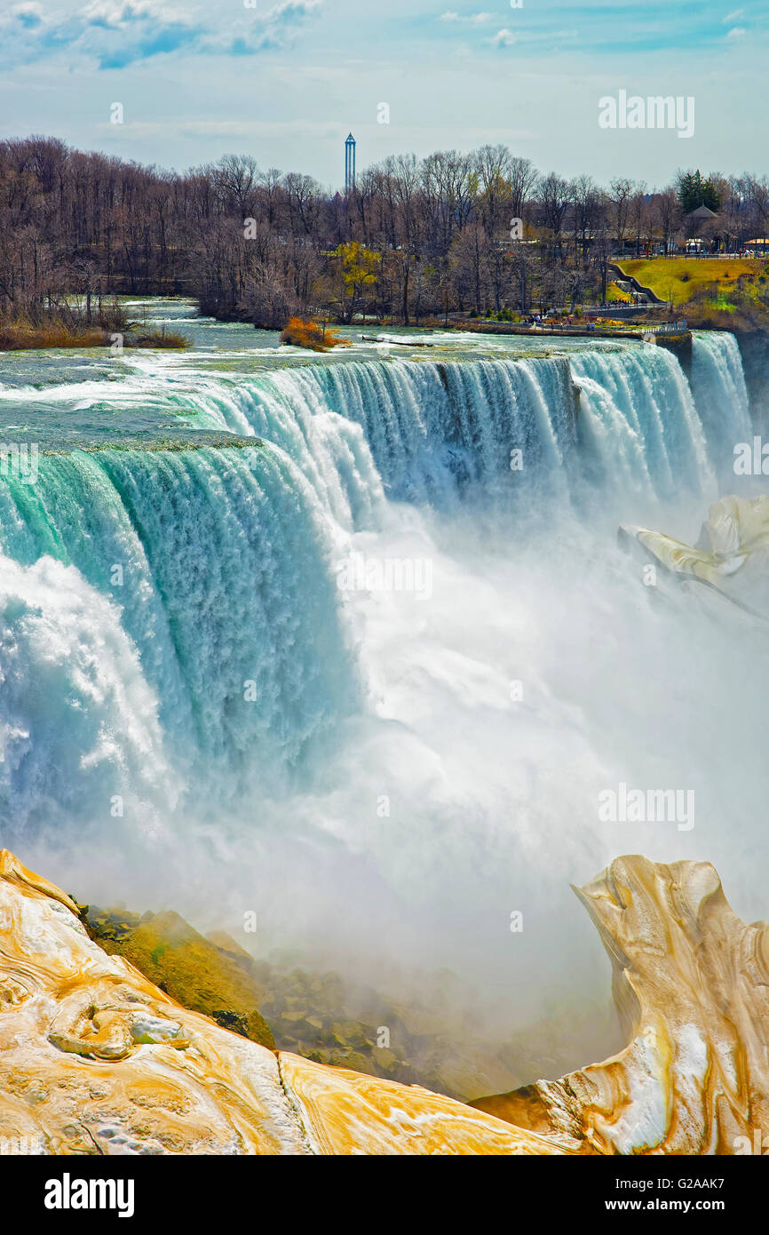 Niagara Falls viewed from an American side in spring. A view from ...