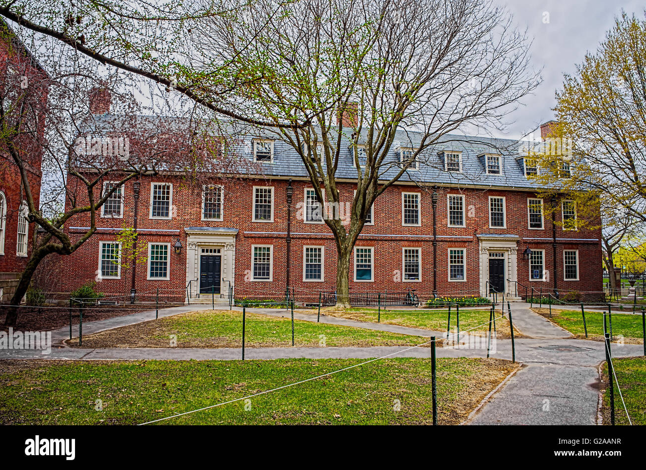 Cambridge, USA - April 29, 2015: Dormitory building in Harvard Yard of ...