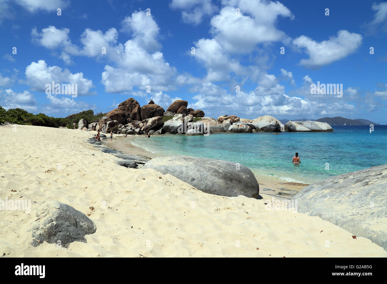 View of the beach and rocks at The Baths, Devils Bay, Virgin Gorda ...