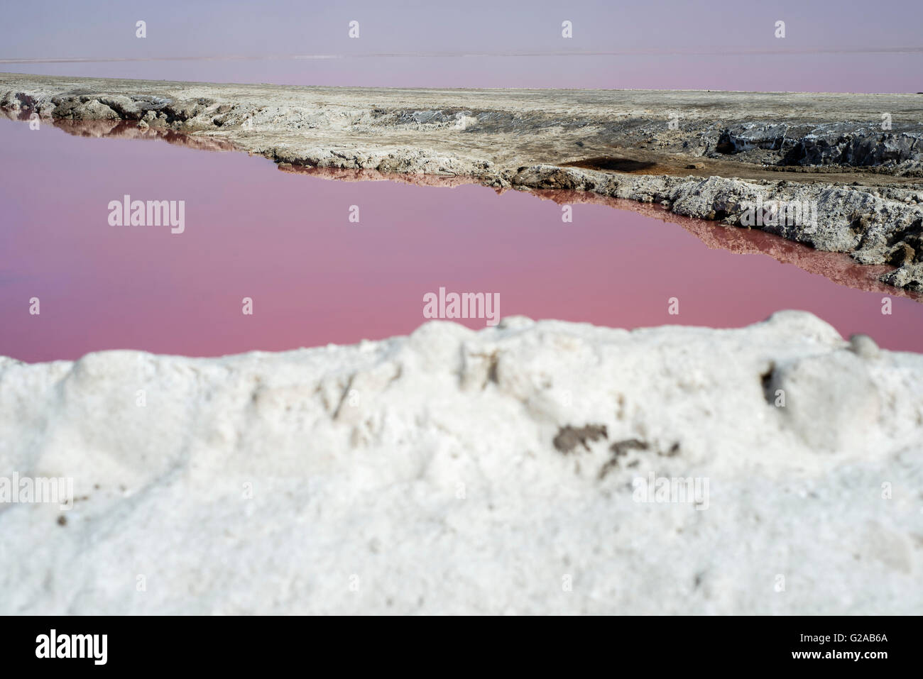 Salt lakes on an area of a salt factory near Swakopmund, Namibia ...