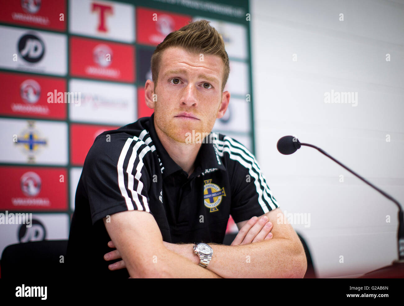 Northern Ireland captain Steven Davis during a press conference at ...