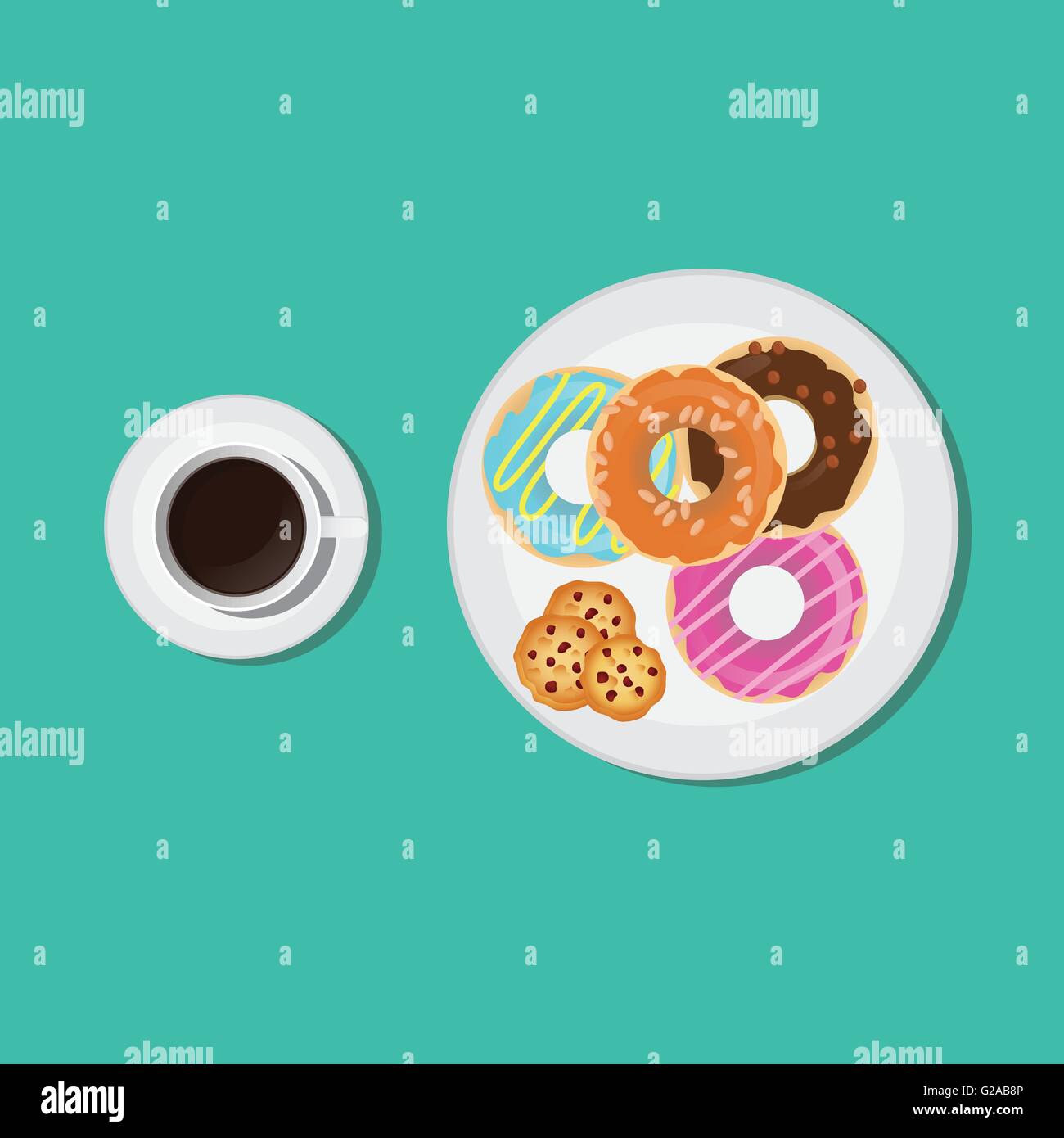 Cookies on black plate Stock Vector Images - Alamy