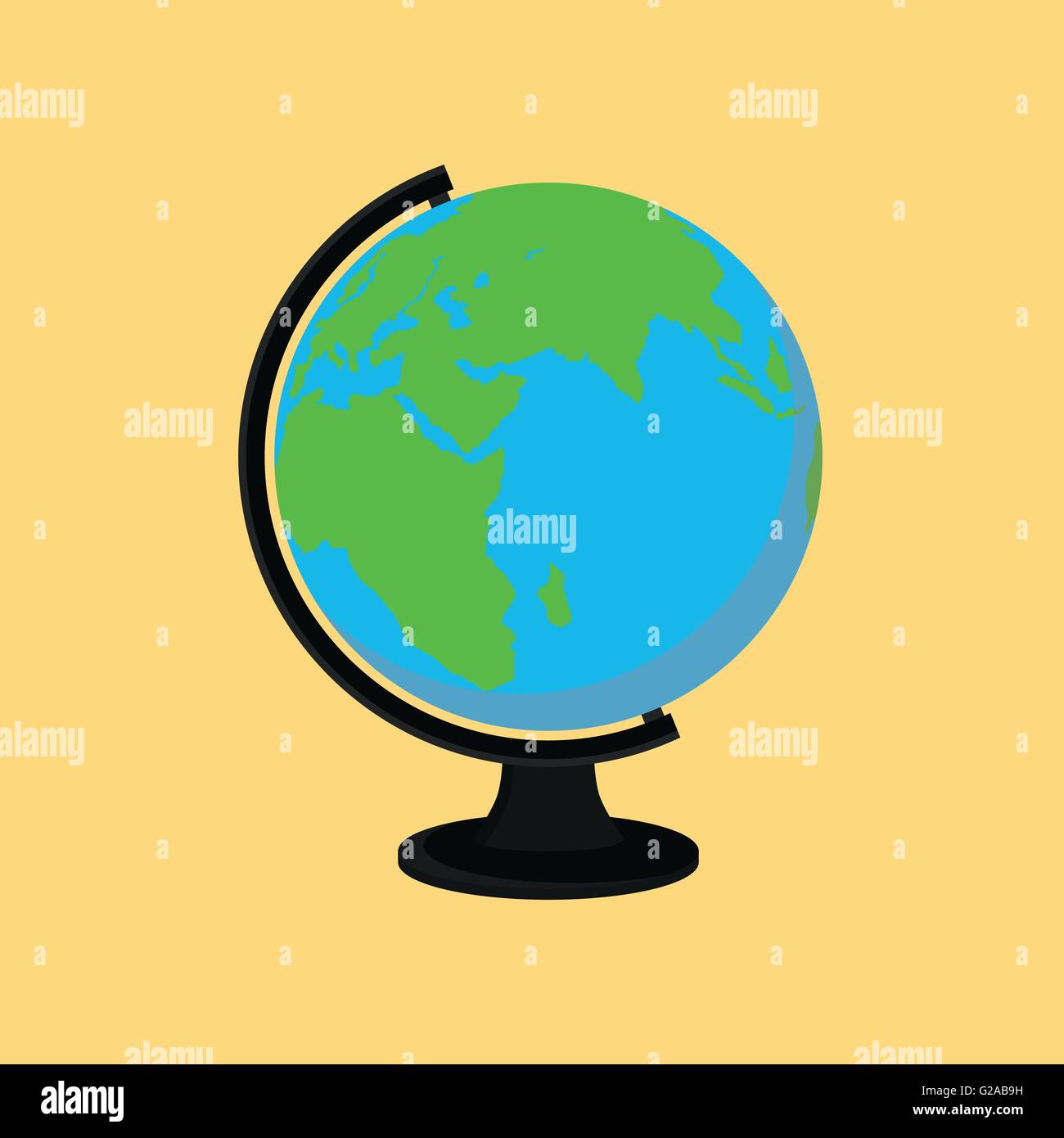 globe single isolated with yellow background flat vector Stock Vector ...