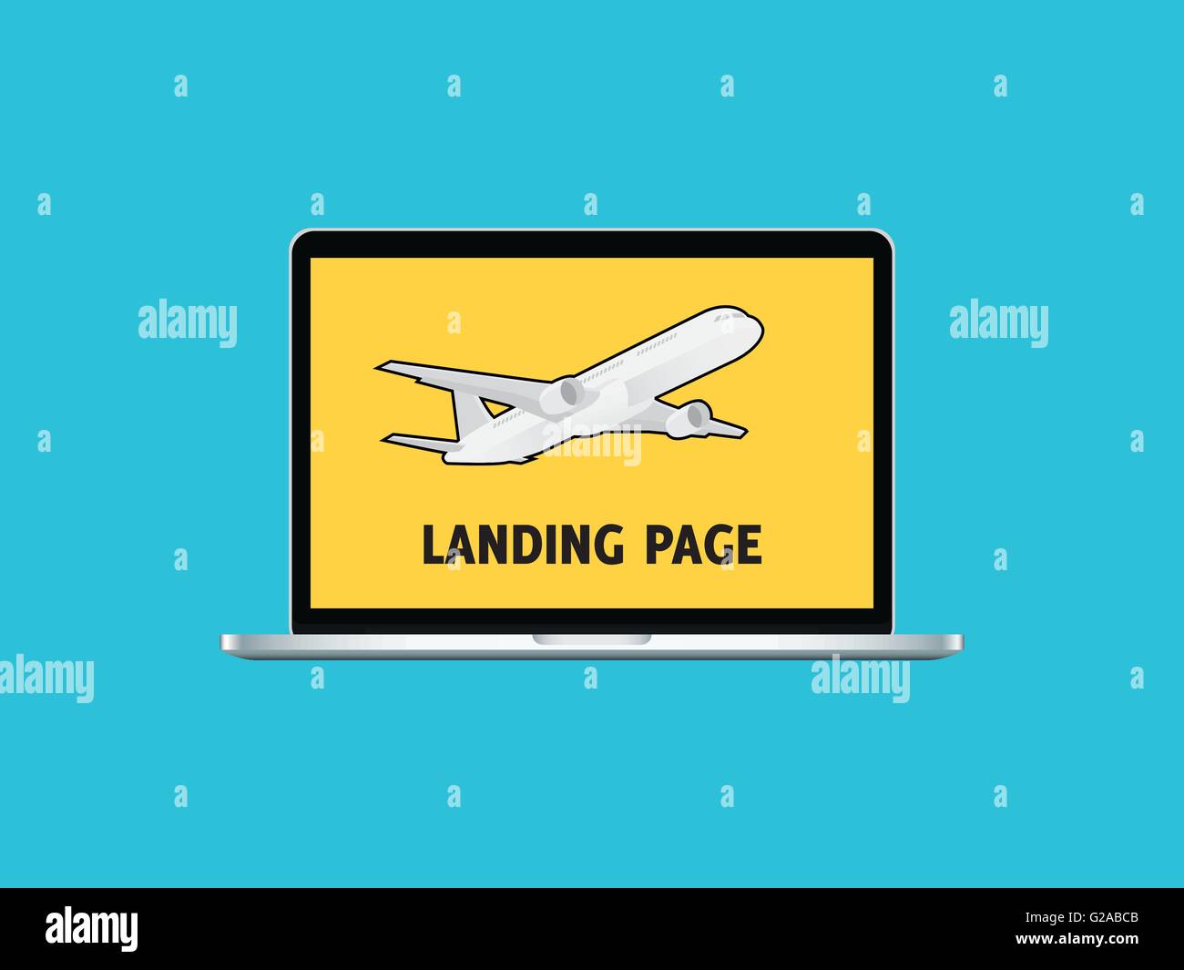 landing website page sign symbol with laptop and air plane vector ...