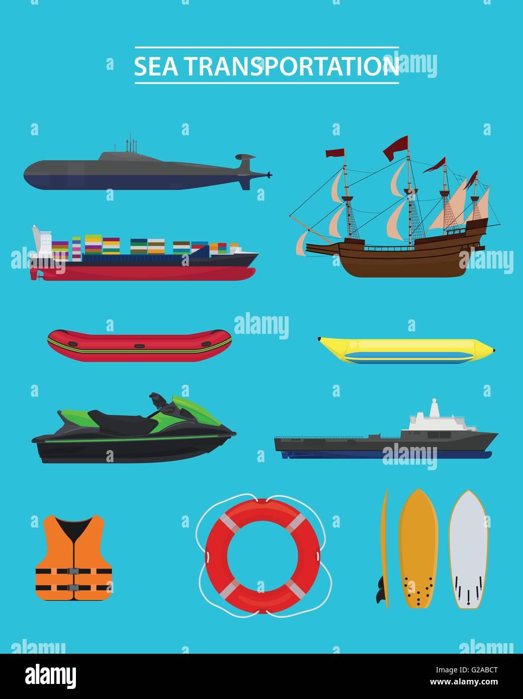 sea transportation collection vector graphic Stock Vector Image & Art ...