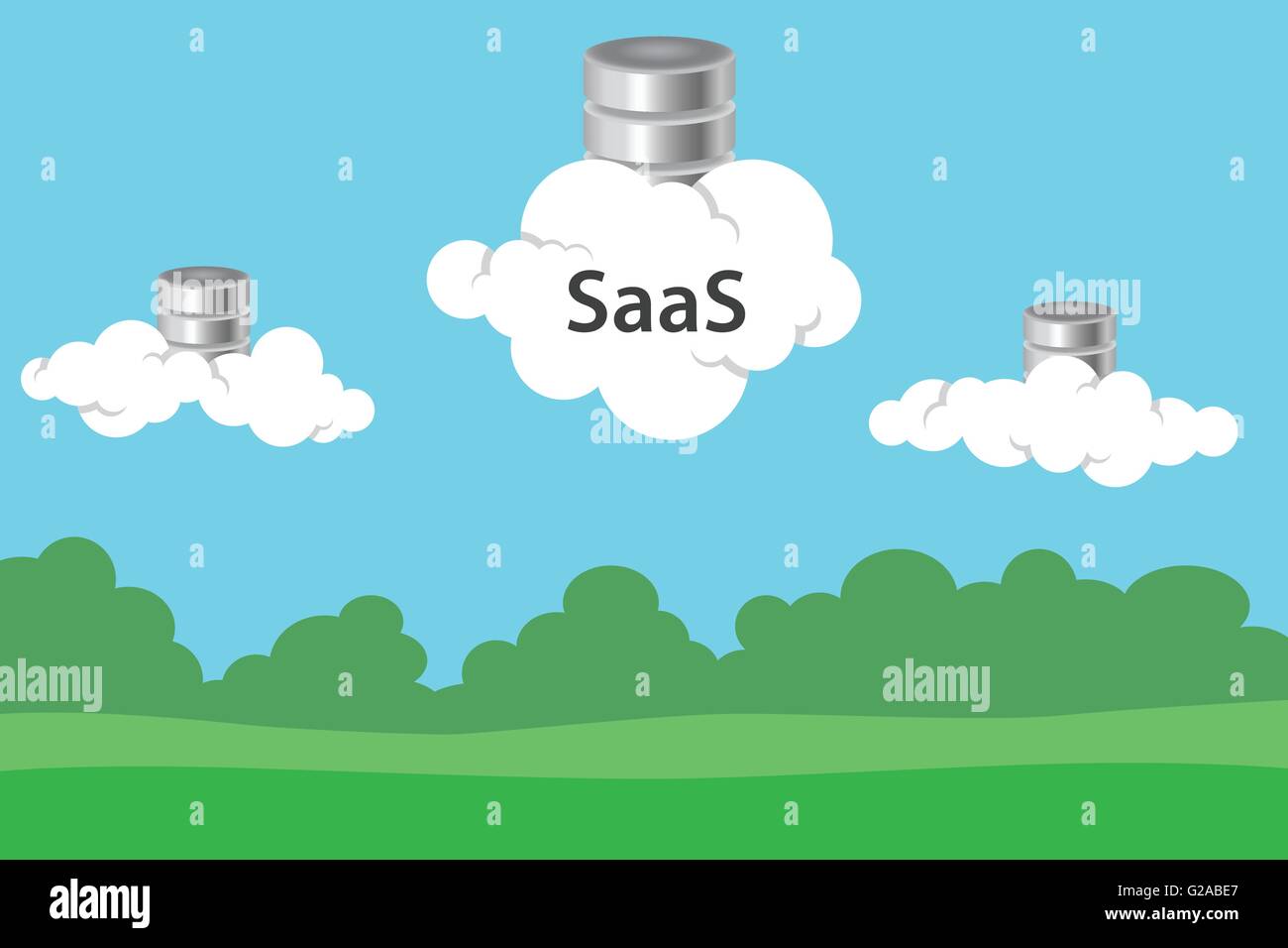 saas software as a service with cloud and database symbol icon vector ...