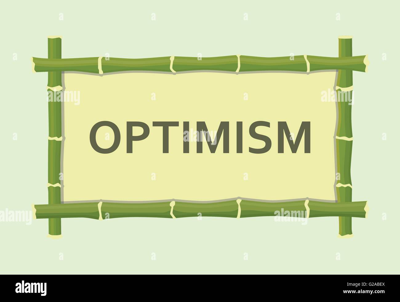optimism single isolated text with bamboo board sign vector graphic ...