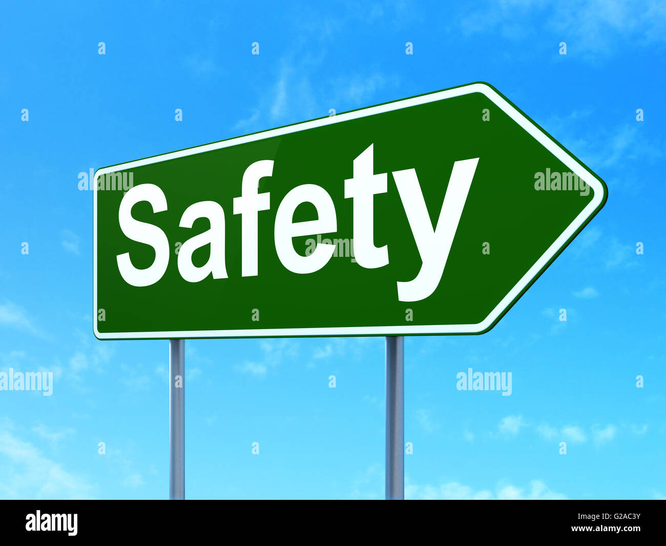 Protection concept: Safety on road sign background Stock Photo - Alamy