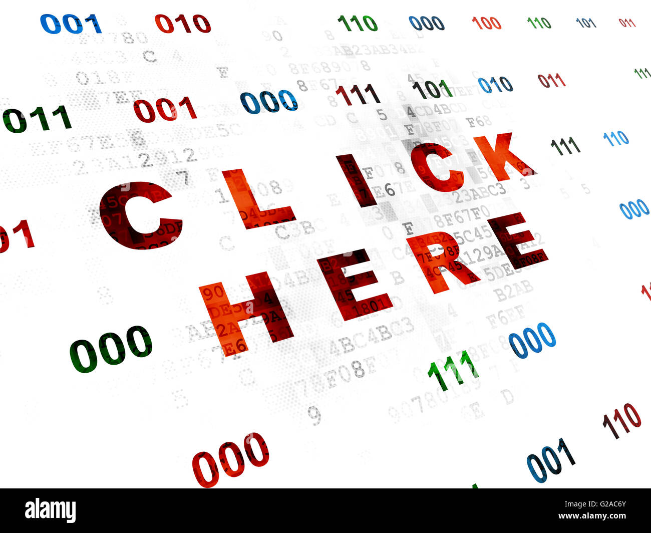 Web design concept: Click Here on Digital background Stock Photo - Alamy