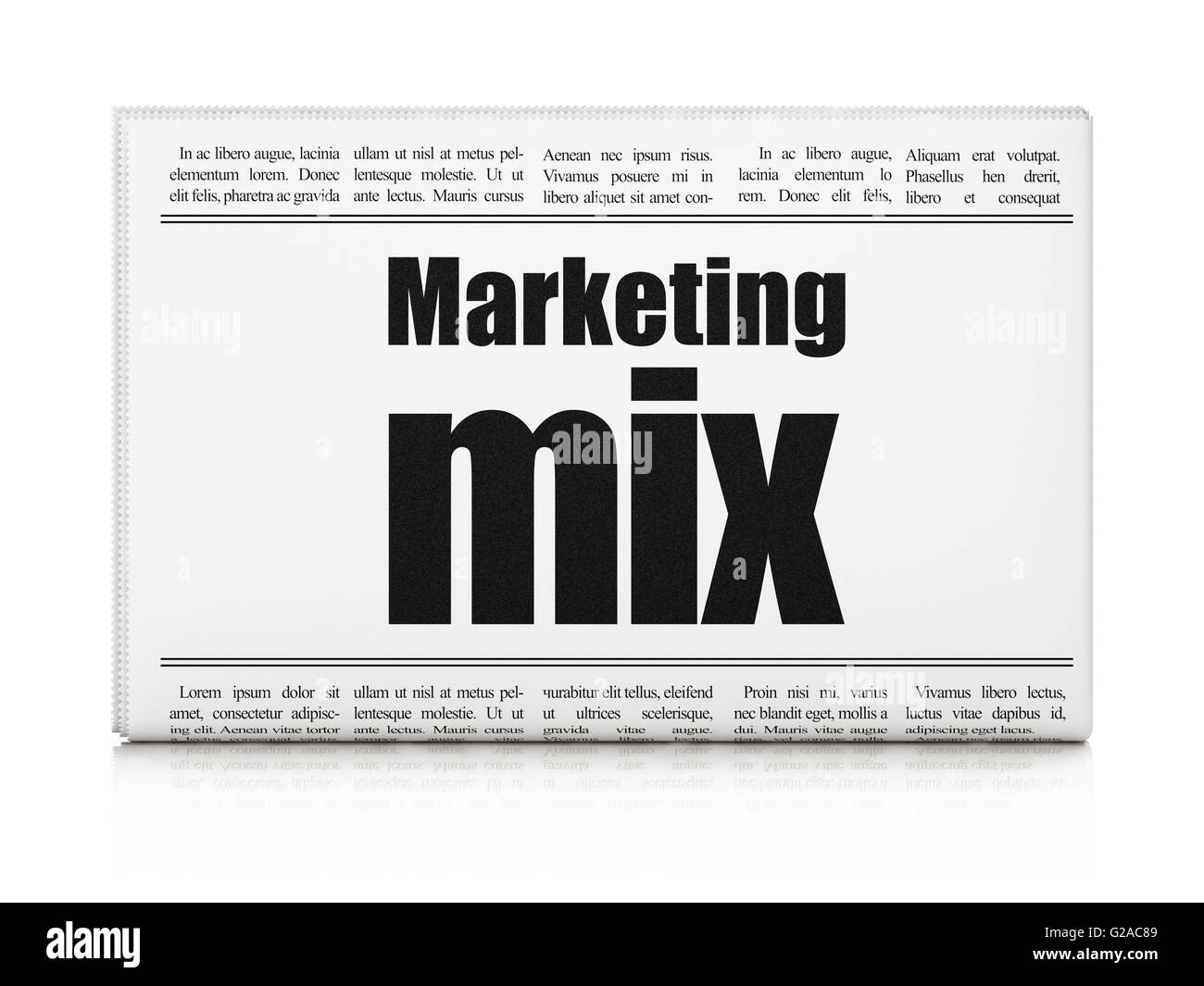 Advertising concept: newspaper headline Marketing Mix Stock Photo - Alamy
