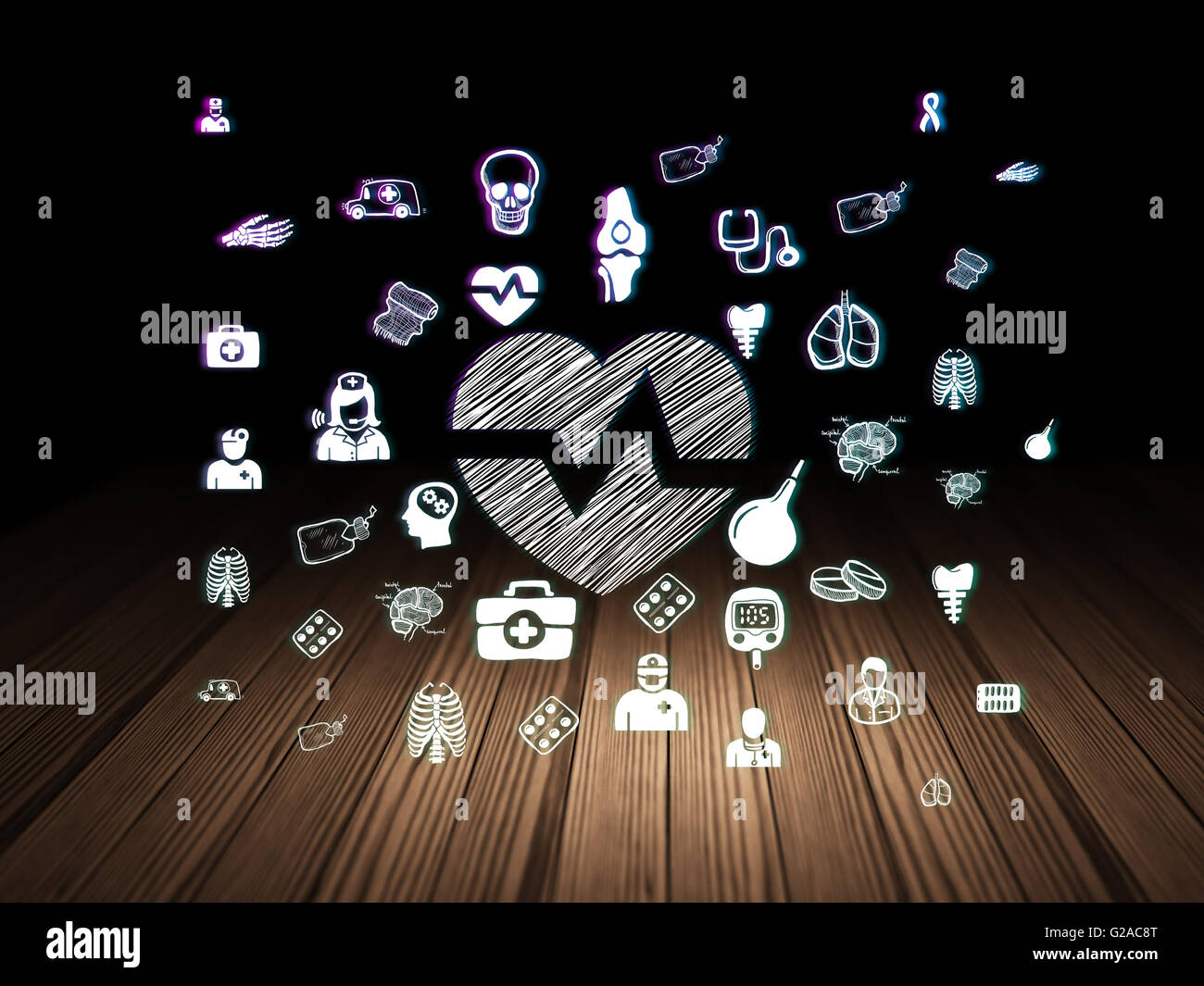Health concept: Heart in grunge dark room Stock Photo - Alamy
