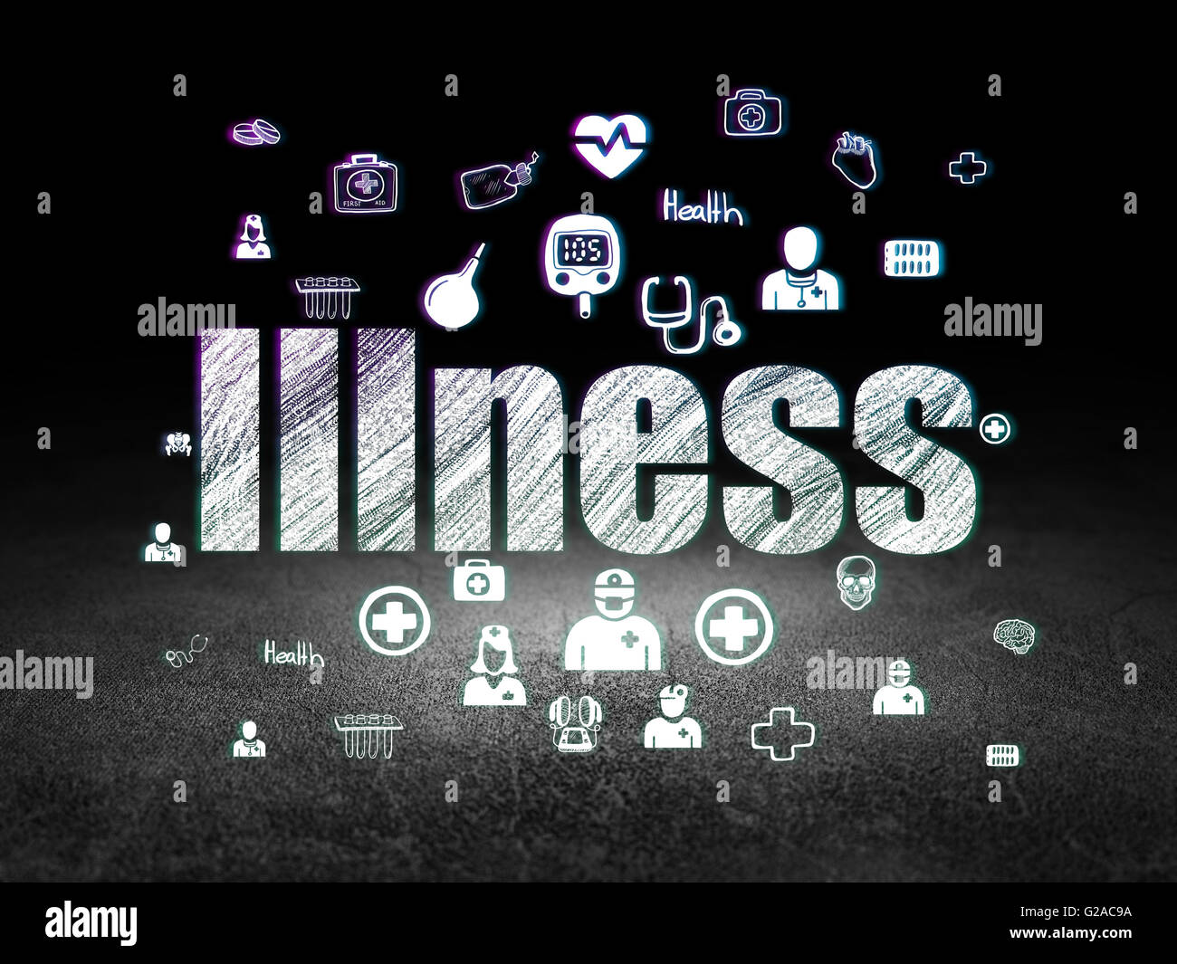 Health concept: Illness in grunge dark room Stock Photo - Alamy