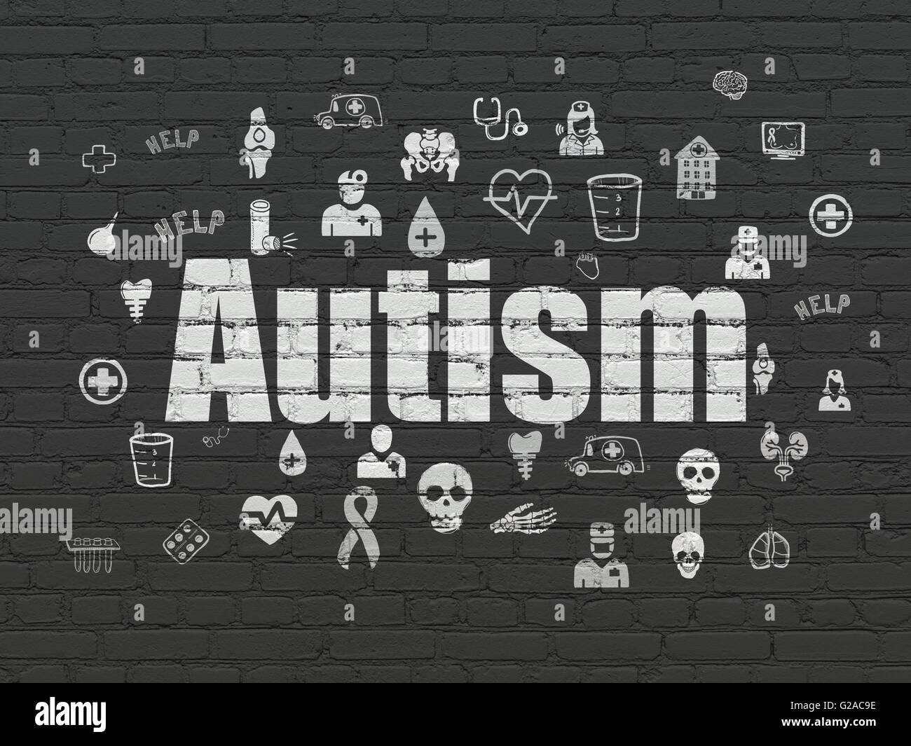 Healthcare concept: Autism on wall background Stock Photo - Alamy