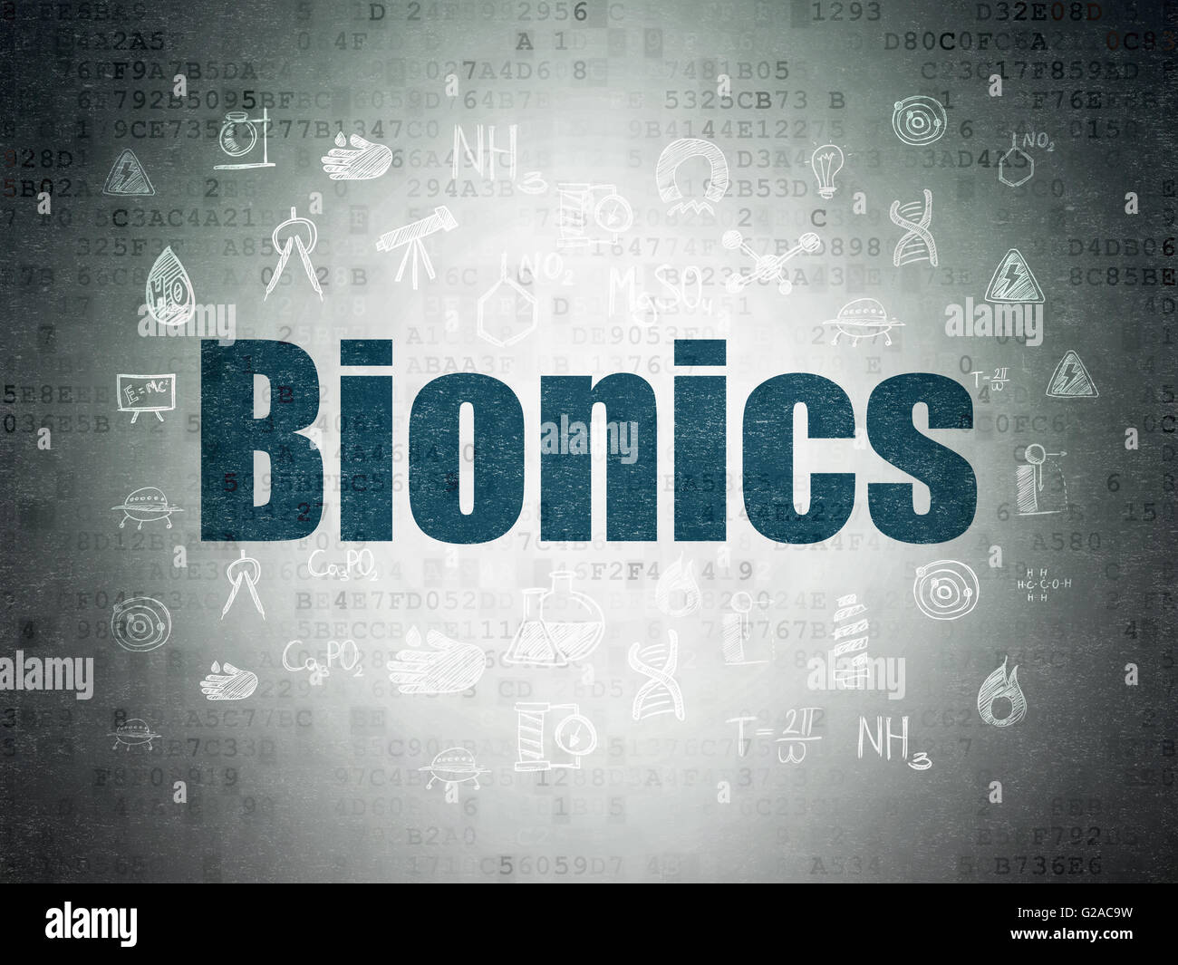 Science concept: Bionics on Digital Data Paper background Stock Photo ...