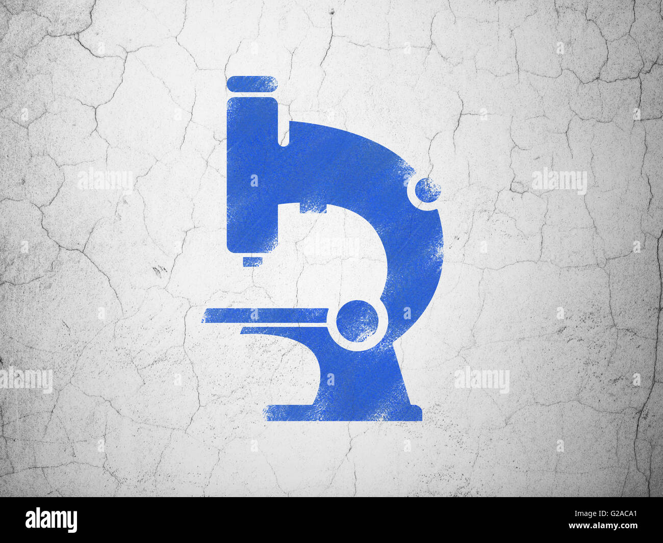 Science concept: Microscope on wall background Stock Photo - Alamy