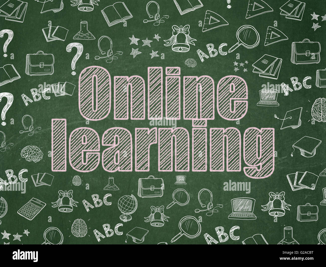 Studying concept: Online Learning on School board background Stock ...