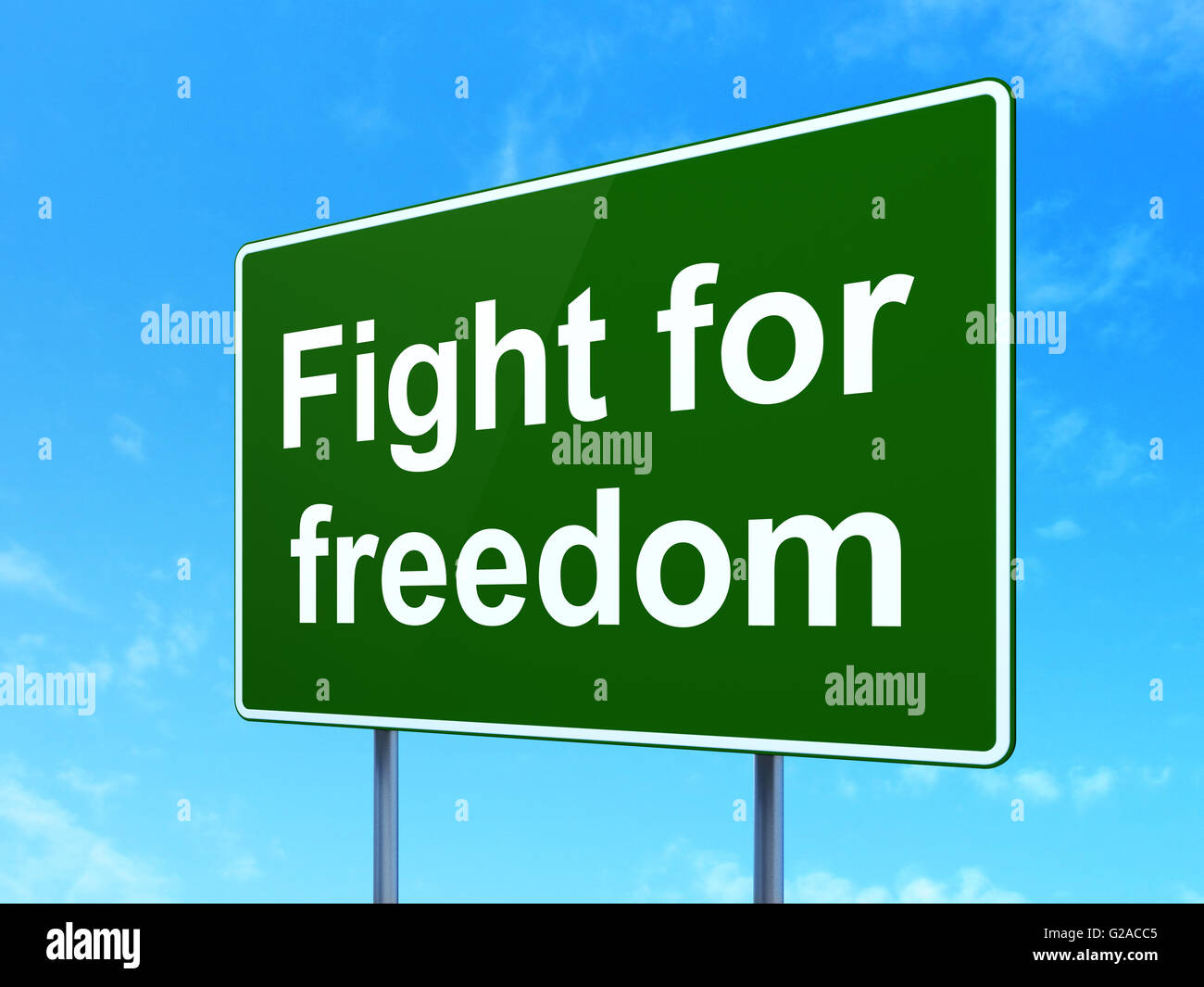 Political concept: Fight For Freedom on road sign background Stock ...